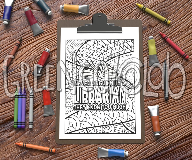 Librarian Coloring Book Pages for Adults, Funny & Snarky Appreciation ...