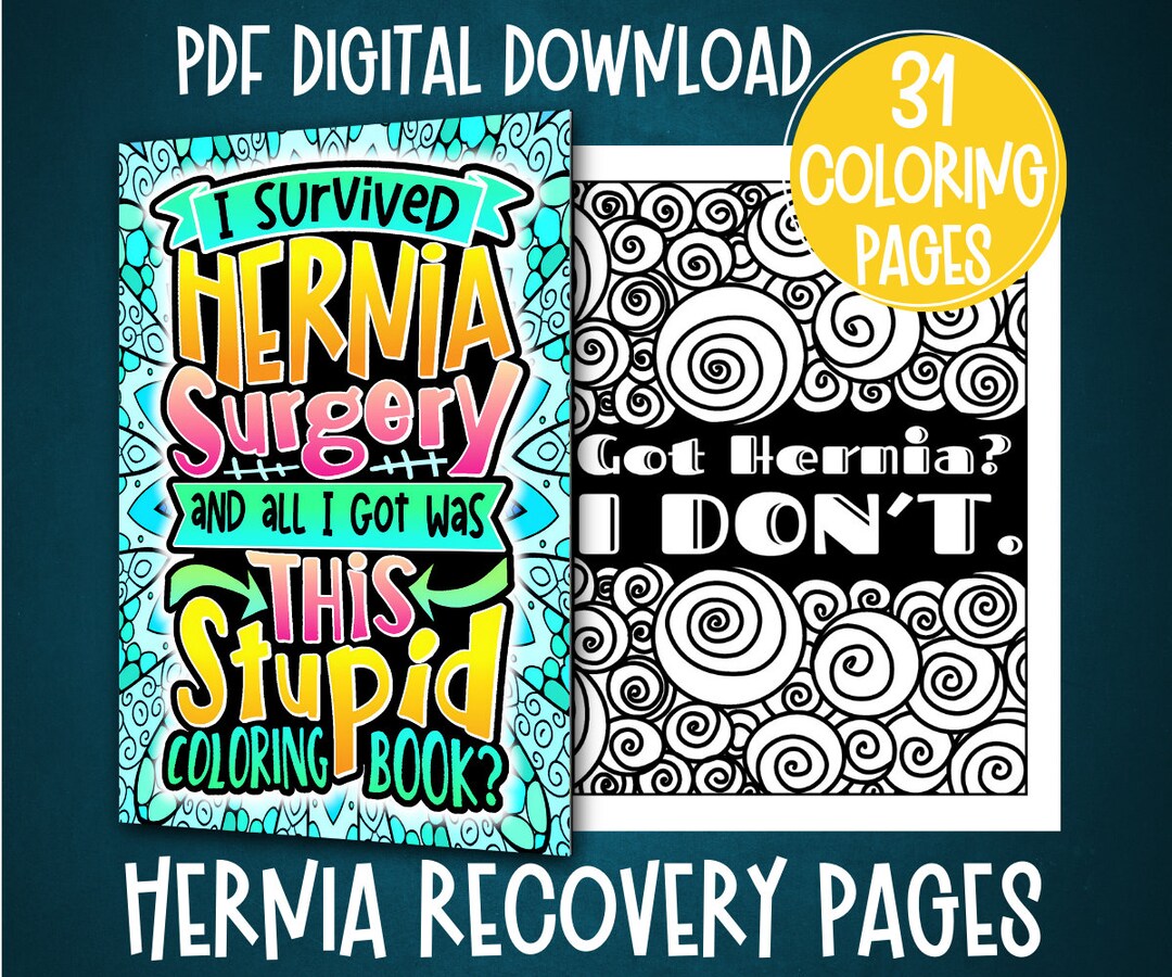 Funny Hernia Surgery Recovery Coloring Book Pages - Etsy Australia