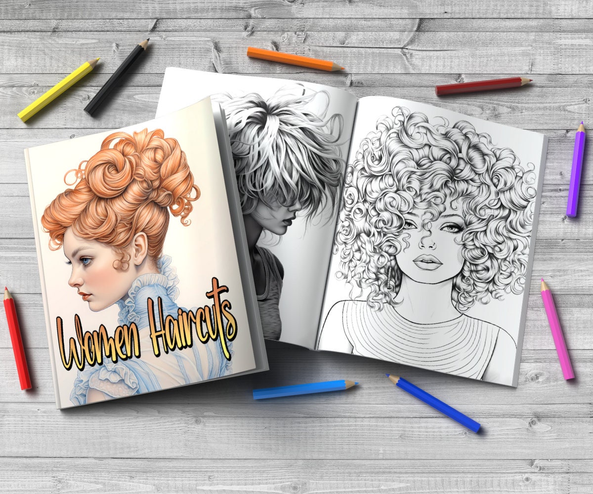 Beautiful Women Hairstyle Coloring Book Pages for Adults - Etsy