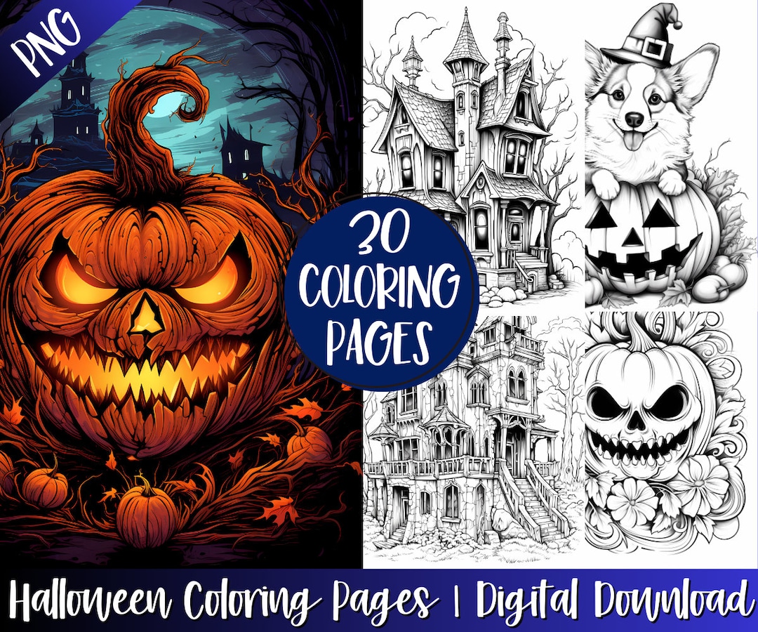 Spooky Halloween Coloring Book Pages for Adults, Teens, Kids, Scary ...