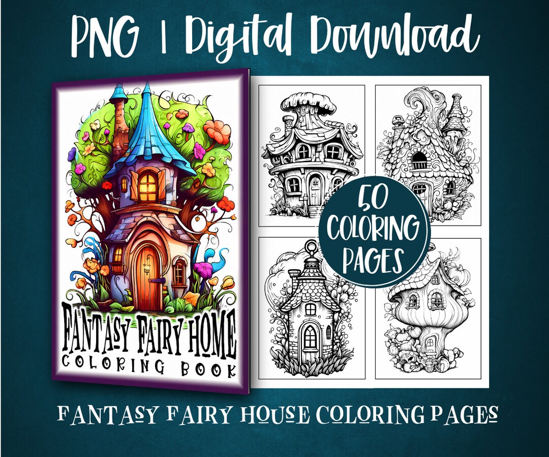 Fantasy Fairy Homes Coloring Pages - Etsy