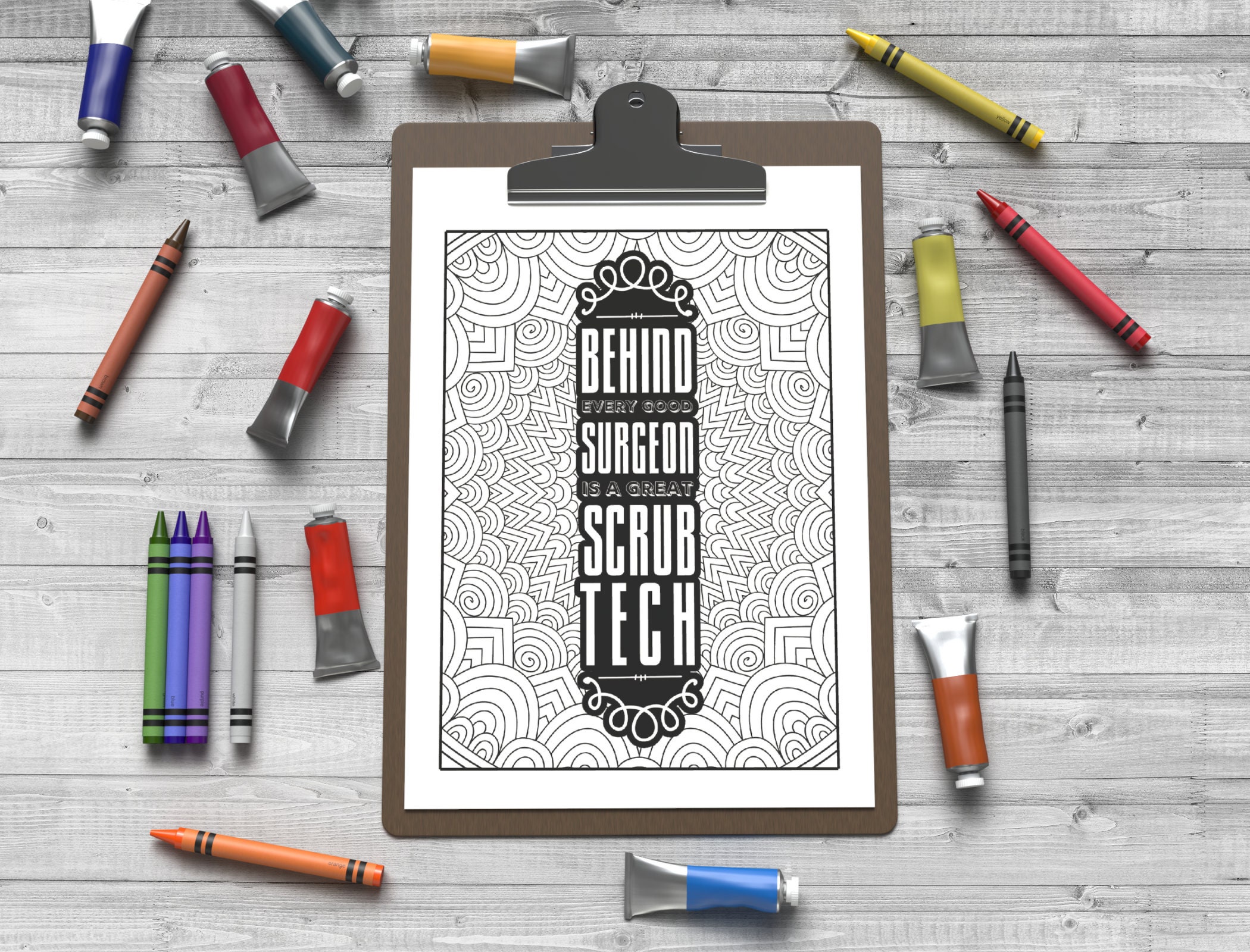 Snarky Scrub Tech Coloring Book Pages (digital Download) - Etsy