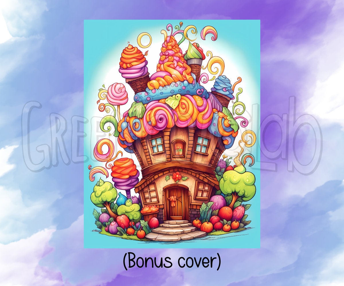 Printable Cupcake Houses Coloring Book Pages for Adults & Kids, Digital ...