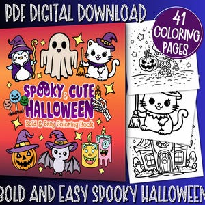 41 Bold & Easy Cute and Spooky Halloween Coloring Book Pages for All ...