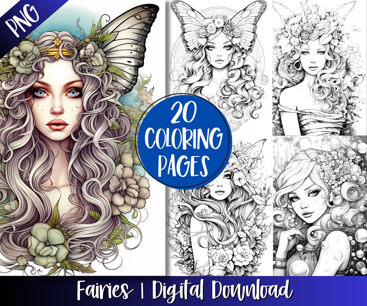 Fantasy Fairies Coloring Book Pages for Adults & Teens Magic - Etsy