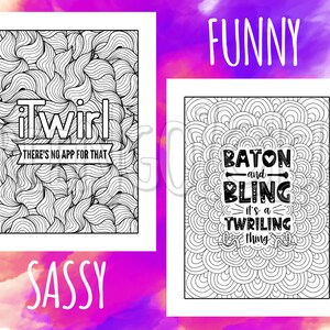 Baton Twirling Coloring Book Pages, Funny Appreciation Printable Gift ...