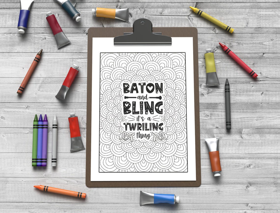 Baton Twirling Coloring Book Pages, Funny Appreciation Printable Gift ...