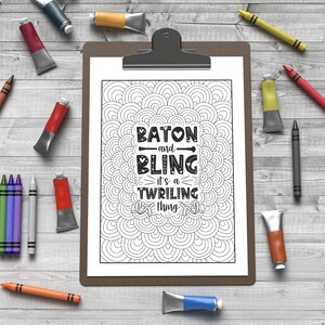 Baton Twirling Coloring Book Pages, Funny Appreciation Printable Gift ...