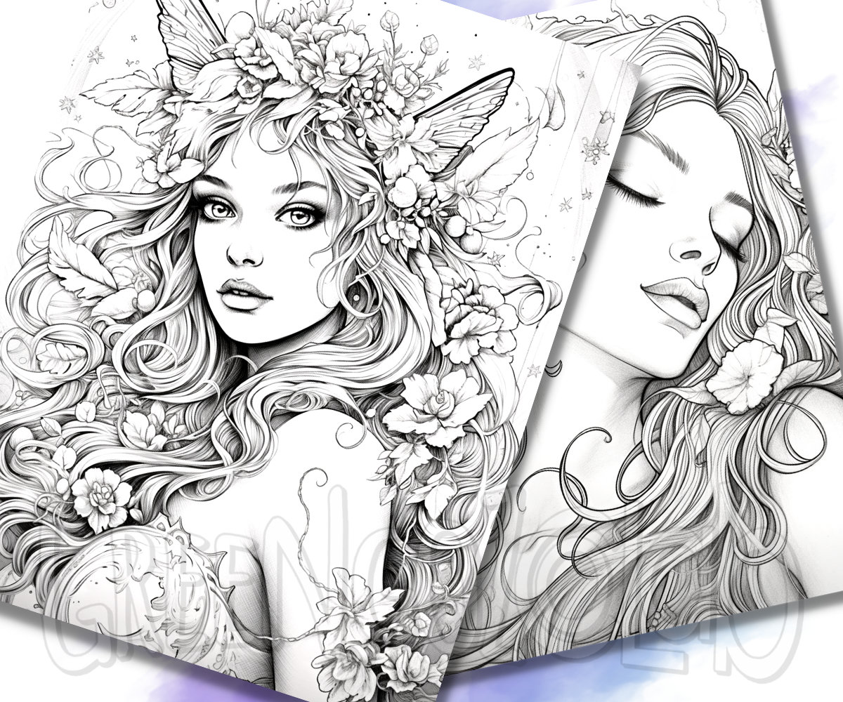Fantasy Fairies Coloring Book Pages for Adults & Teens Magic - Etsy