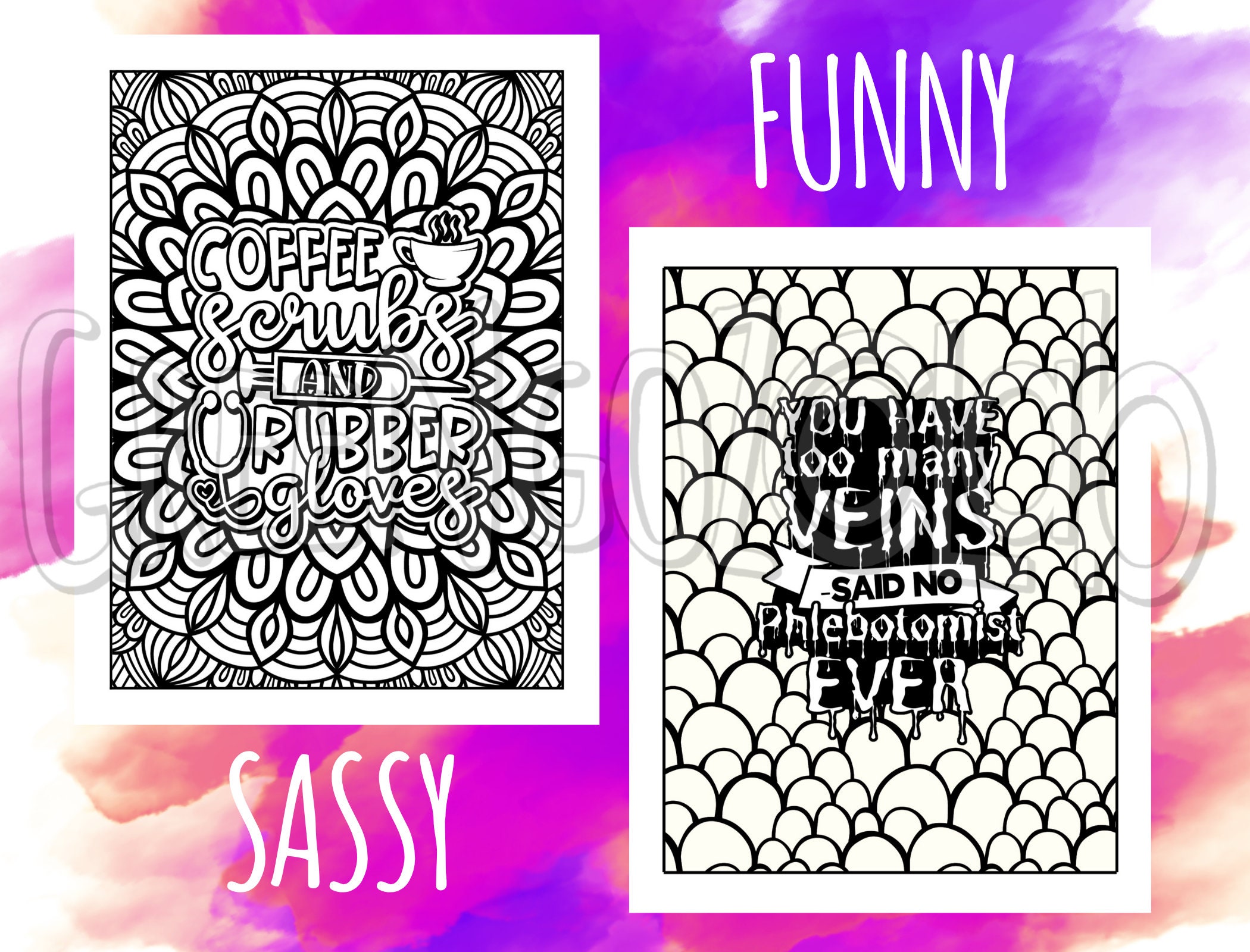 Phlebotomist Coloring Book Pages for Adults, Funny & Snarky ...