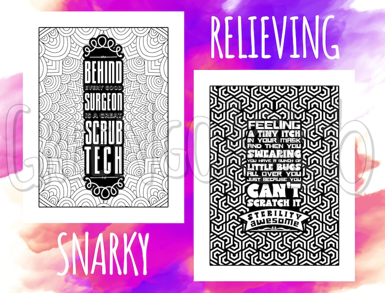 Snarky Scrub Tech Coloring Book Pages (digital Download) - Etsy
