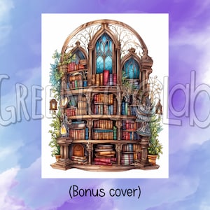 Fantasy Library Coloring Book Pages for Adults, Enchanted Library ...