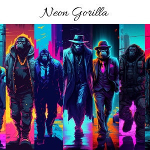 Neon Gorilla: A Cyberpunk Adventure, Digital Download, Set of 7, Super High Resolution, Digital ...