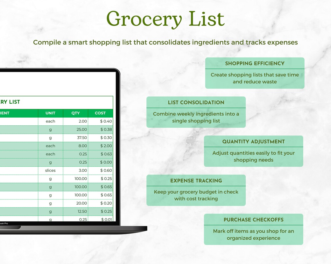 Smart Weekly Meal Planner Complete Google Sheets Diet Plan - Etsy
