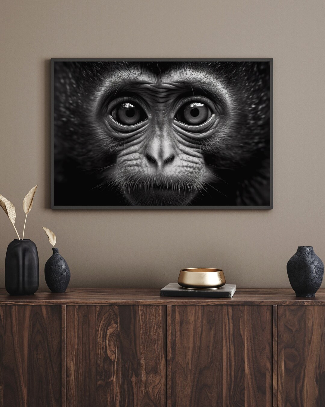 Monochrome Primate Portrait: High-resolution Nikon D850 Print of a ...
