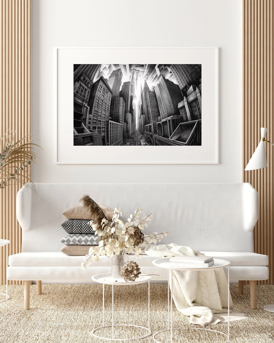 Collapsing Geometry: Cubist-inspired Charcoal Painting of Manhattan ...