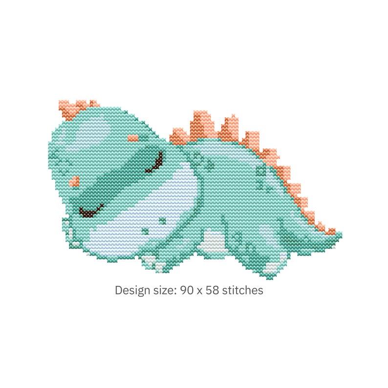 Dinosaur Cross Stitch Pattern – Baby Nursery Decor PDF | Cute Sleeping ...