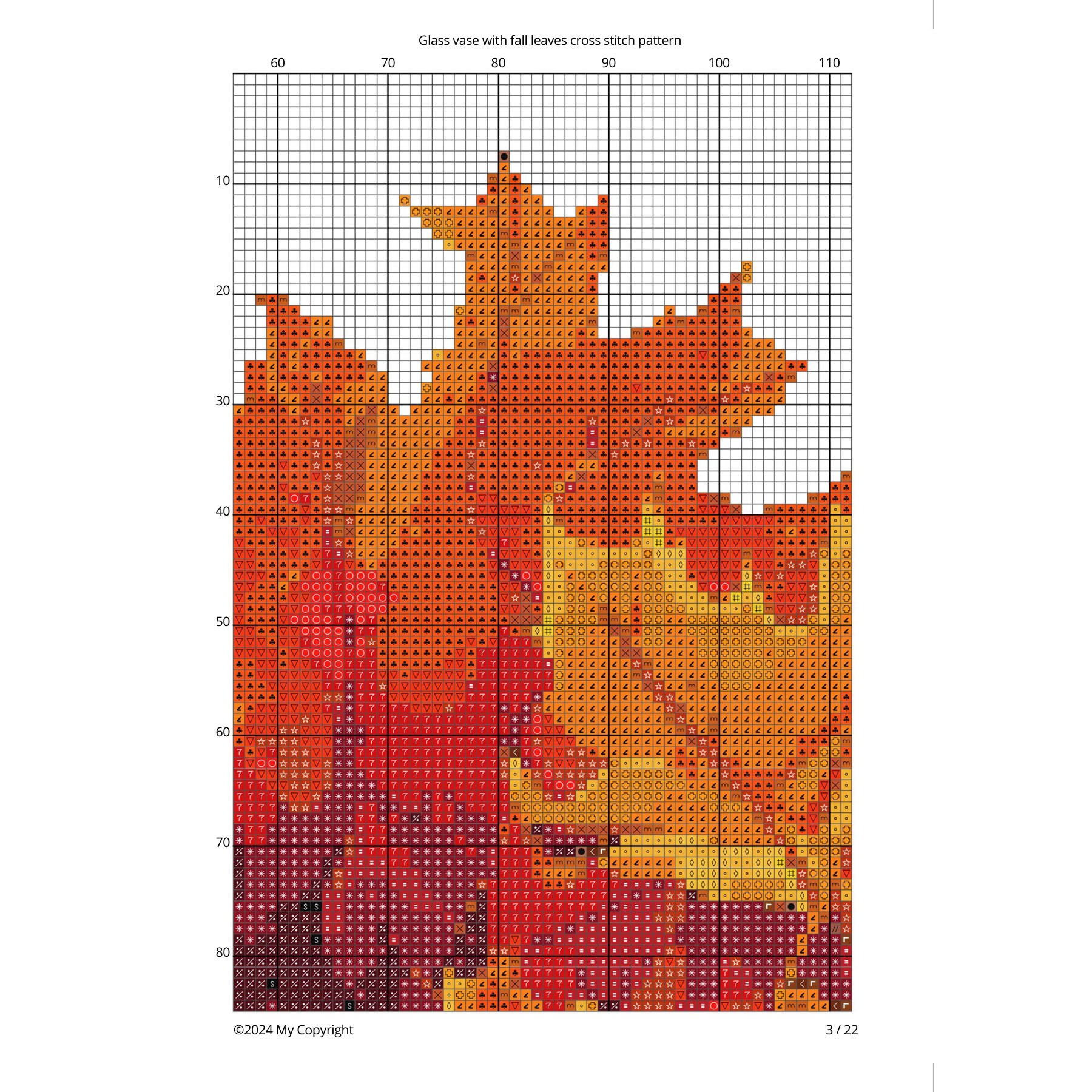 Glass Vase With Fall Leaves Cross Stitch, Autumn Cross Stitch, PDF ...