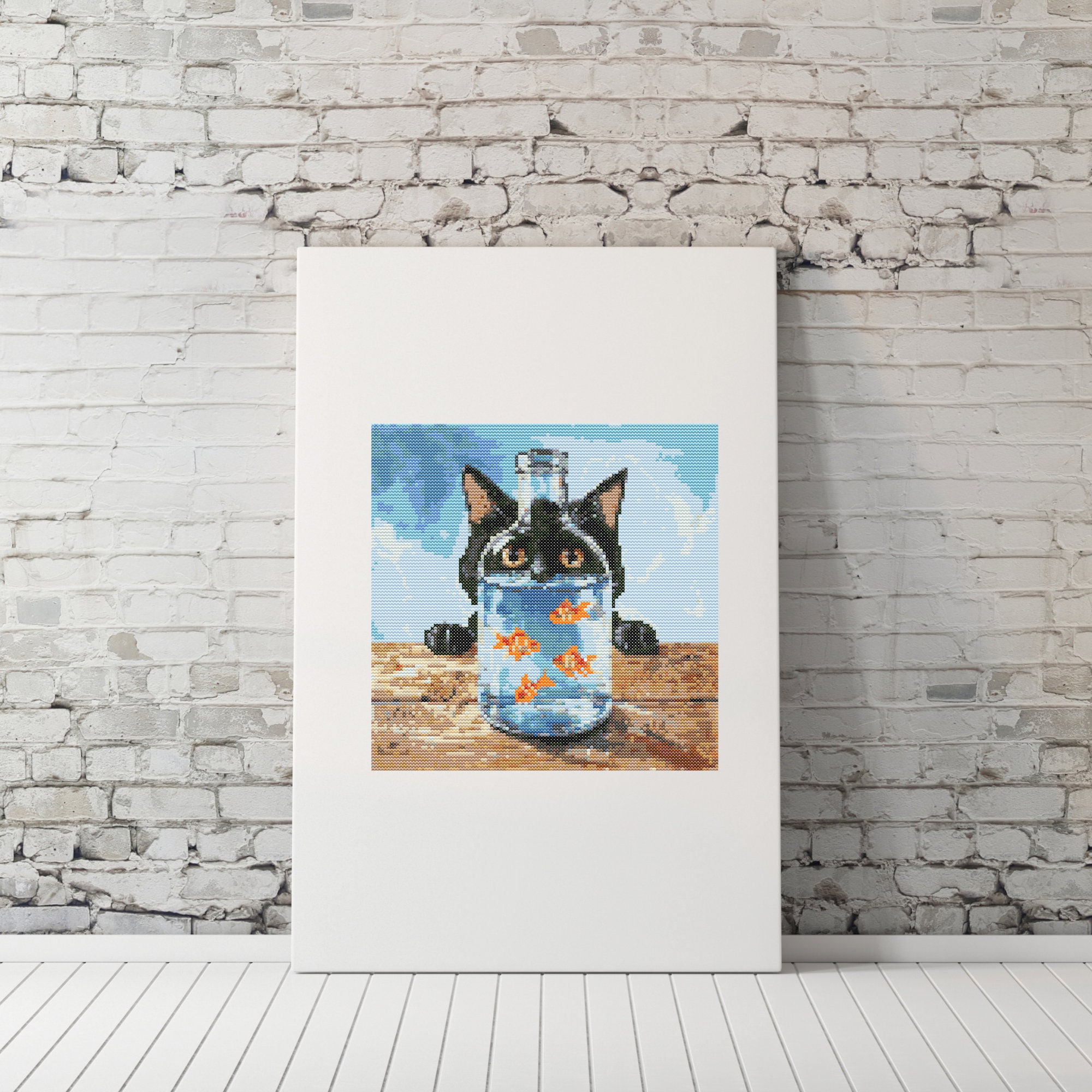 Black Cat & Golden Fish Cross Stitch Pattern (digital Download) - Etsy
