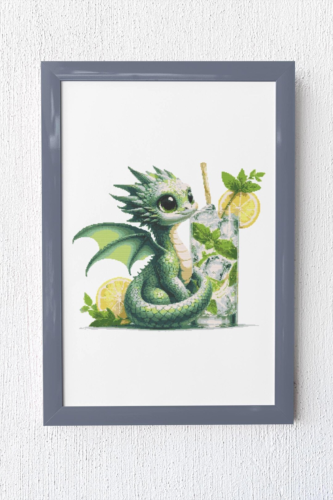 Dragon Cross Stitch, Lemon Mint Dragon Cross Stitch Pattern • Cute ...