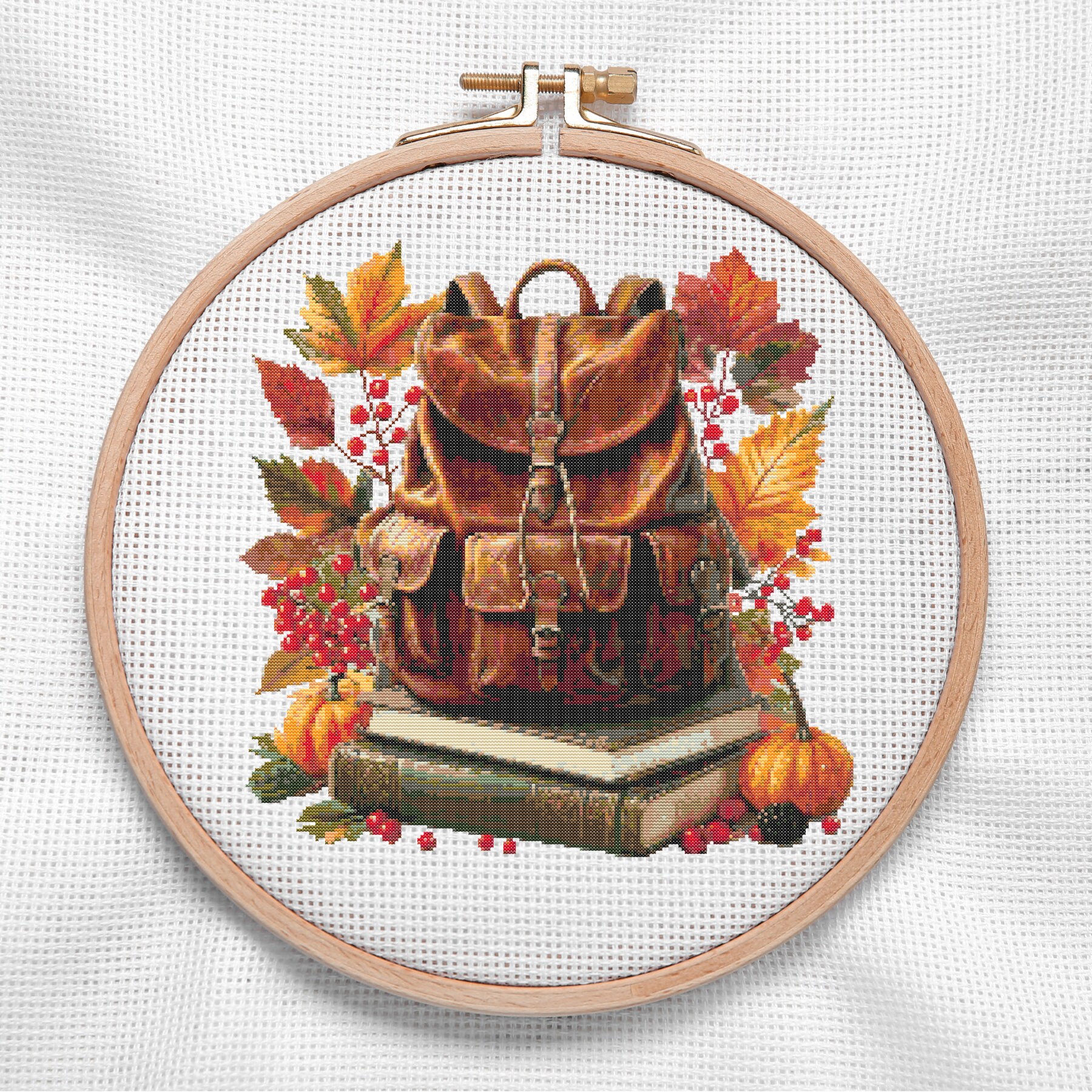 Leather Backpack Fall Cross Stitch Pattern (PDF Download) - Etsy