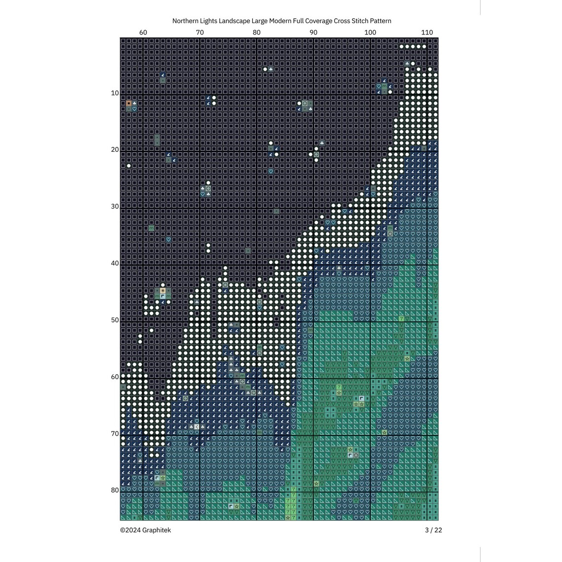 Northern Lights Cross Stitch Pattern, Aurora Borealis Cross Stitch ...