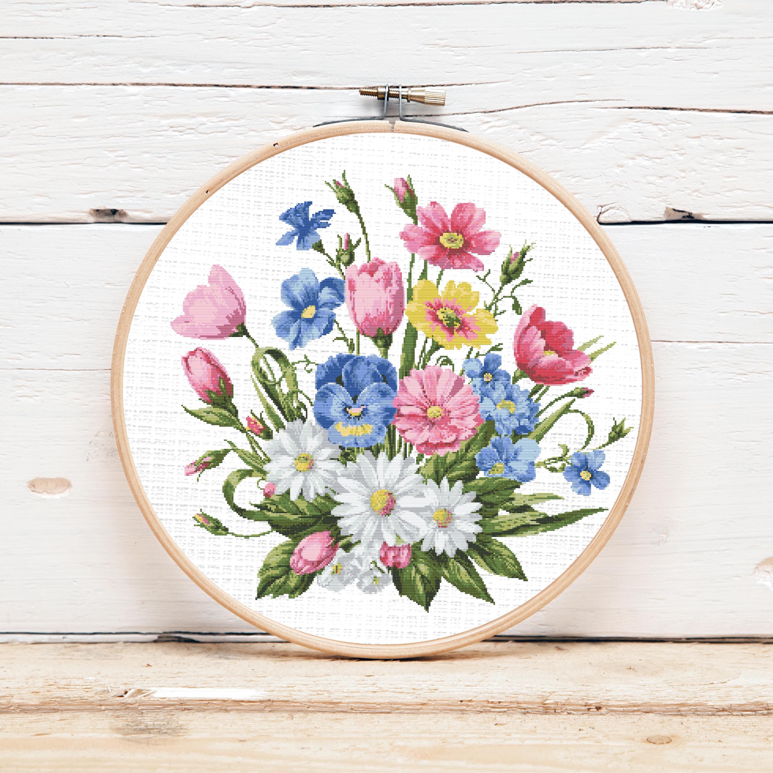 Bouquet of Spring Flowers Cross Stitch Pattern Spring Embroidery Design ...