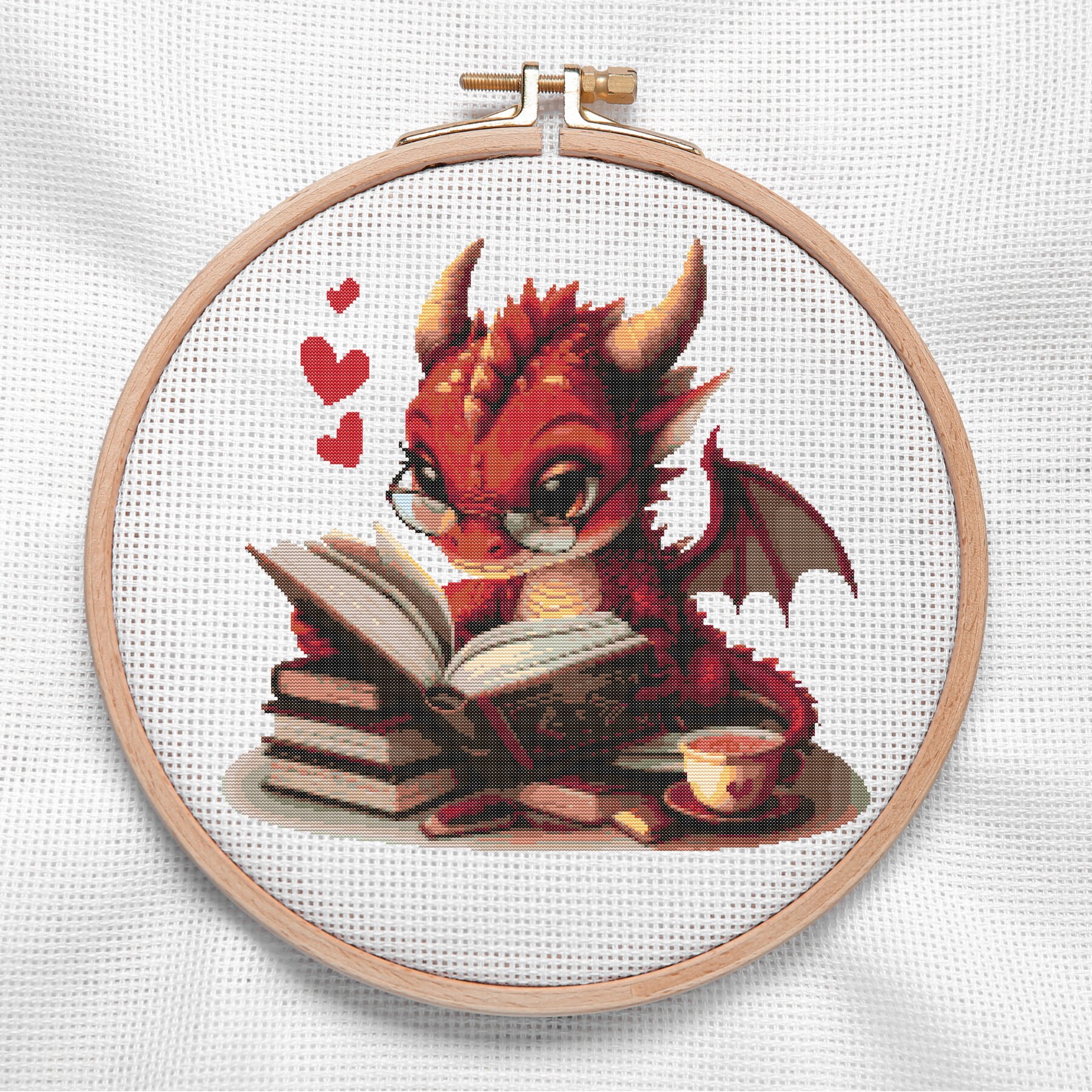 Cartoon Dragon Reading Cross Stitch Pattern – Fantasy Book Lover PDF ...