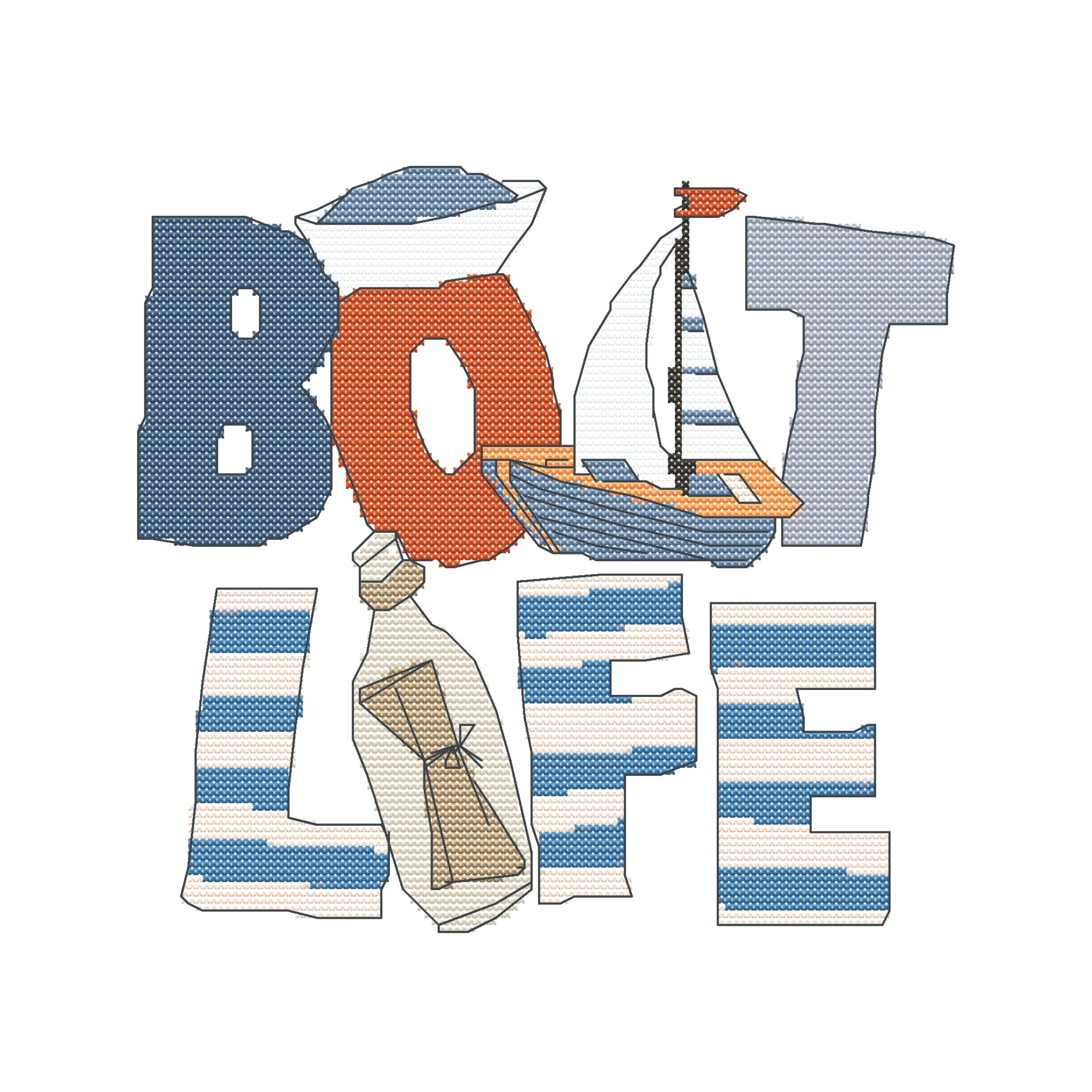 Boat Life Boat Cross Stitch Pattern, Instant PDF Download, Ship ...