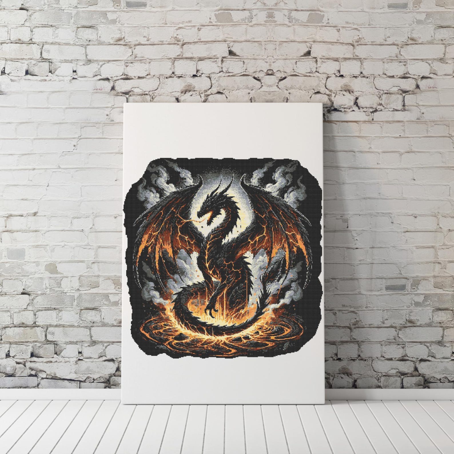 Molten Lava Dragon Cross Stitch Pattern – Fierce Watercolor Design PDF ...