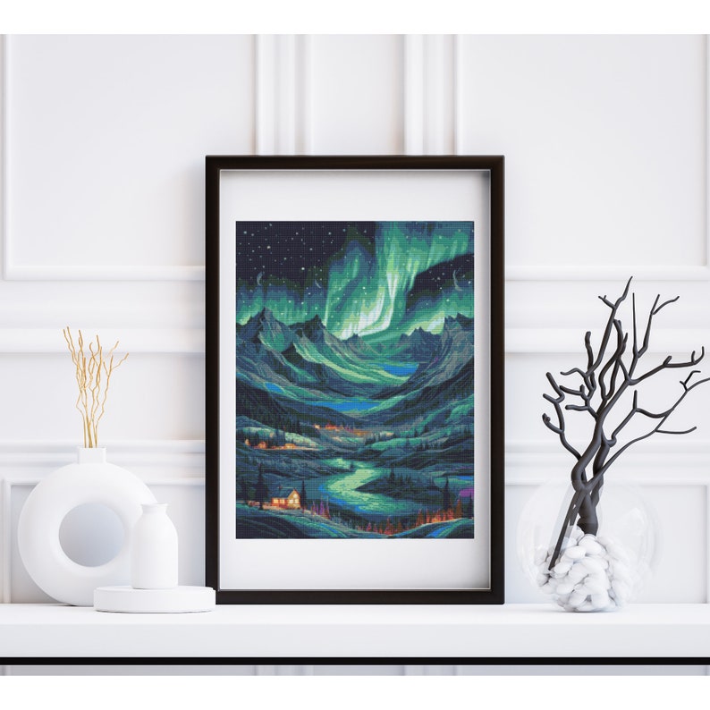 Northern Lights Cross Stitch Pattern, Aurora Borealis Cross Stitch ...
