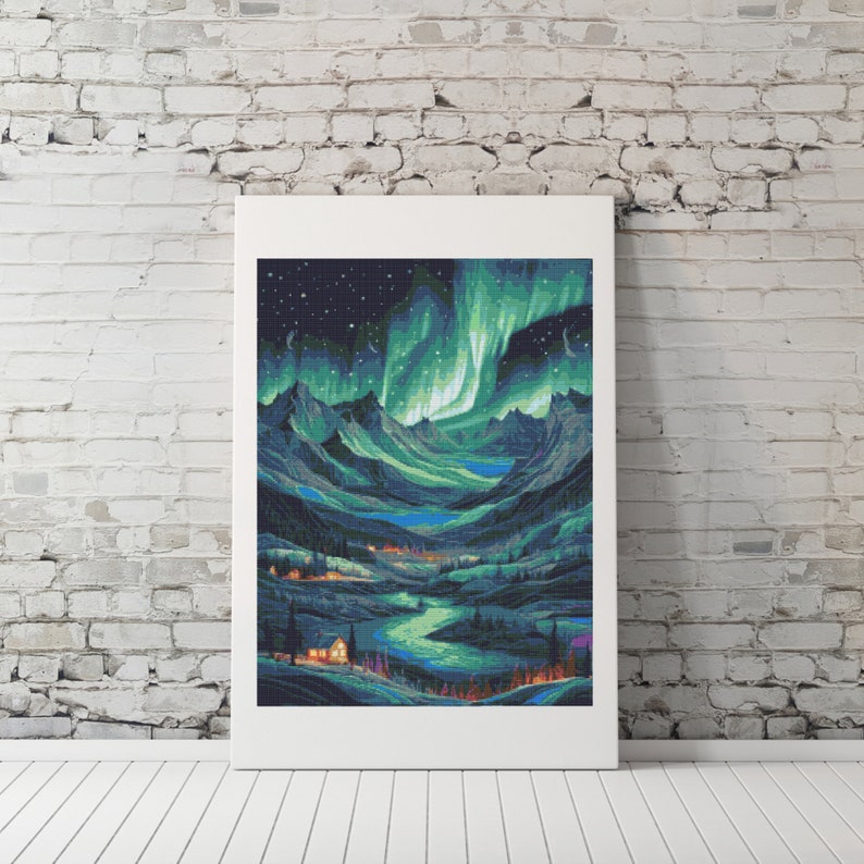 Northern Lights Cross Stitch Pattern, Aurora Borealis Cross Stitch ...