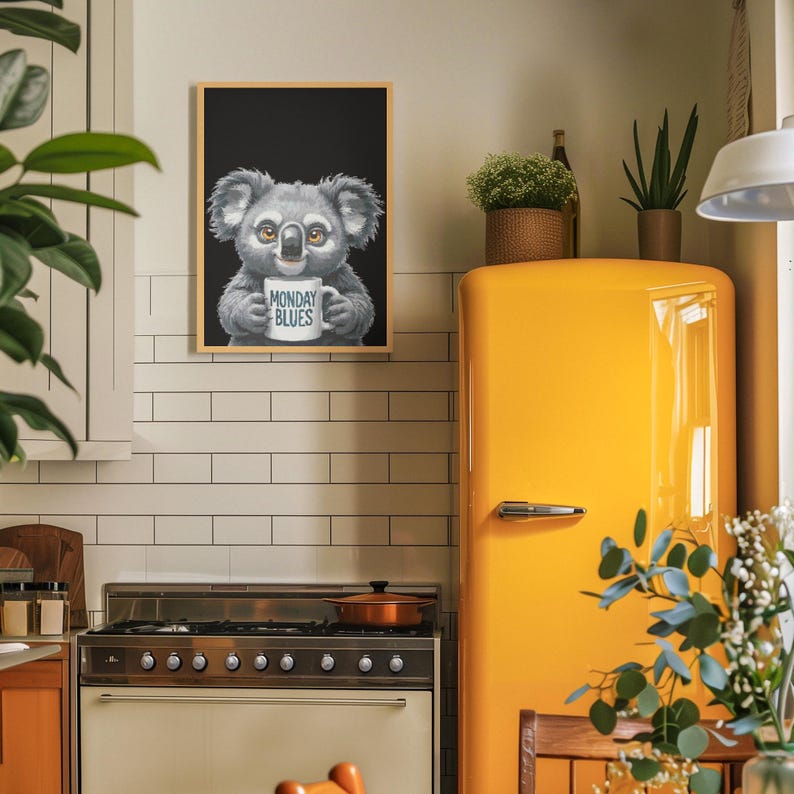 Grumpy Koala Cross Stitch Pattern, Australian Wildlife Animal Portrait ...