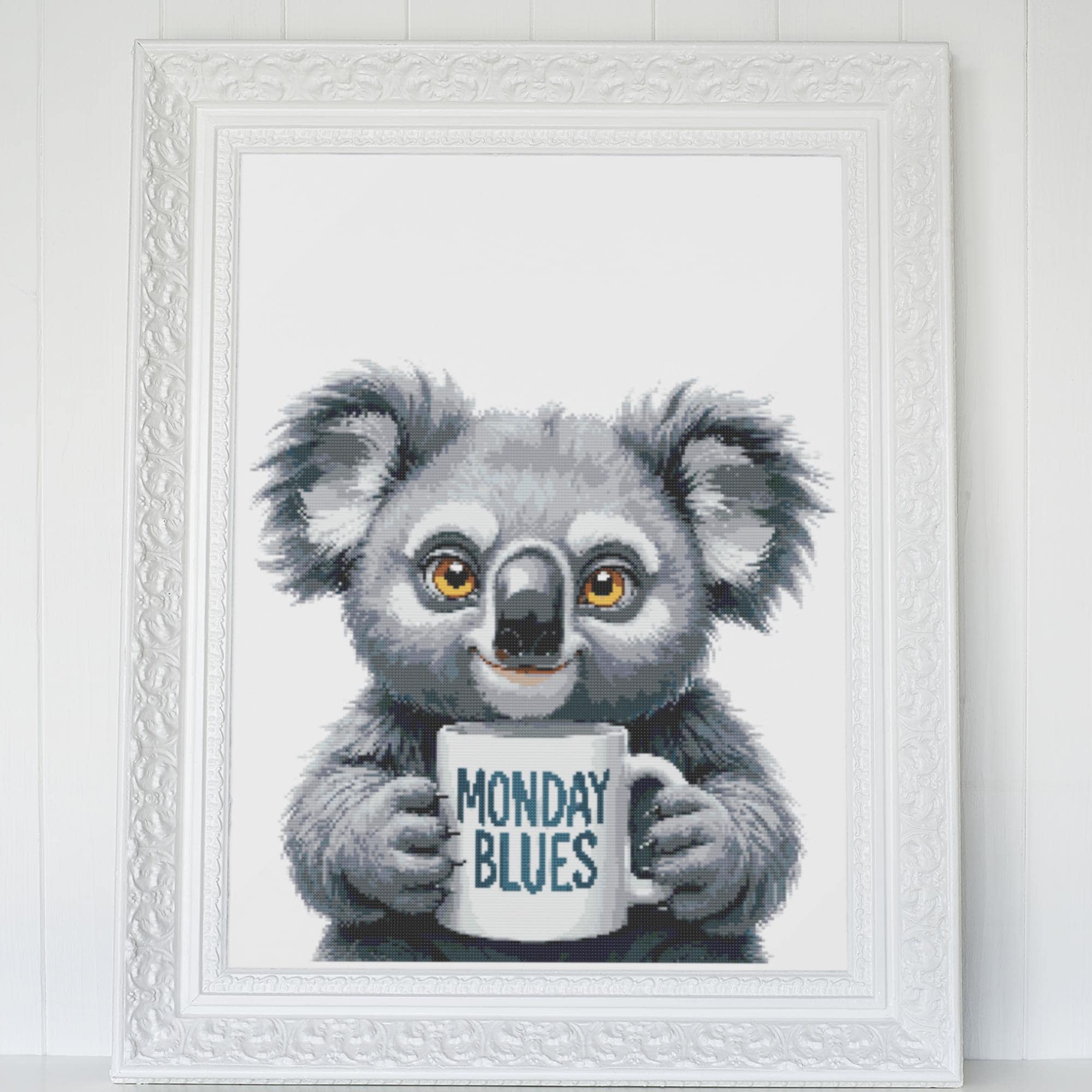 Grumpy Koala Cross Stitch Pattern, Australian Wildlife Animal Portrait ...