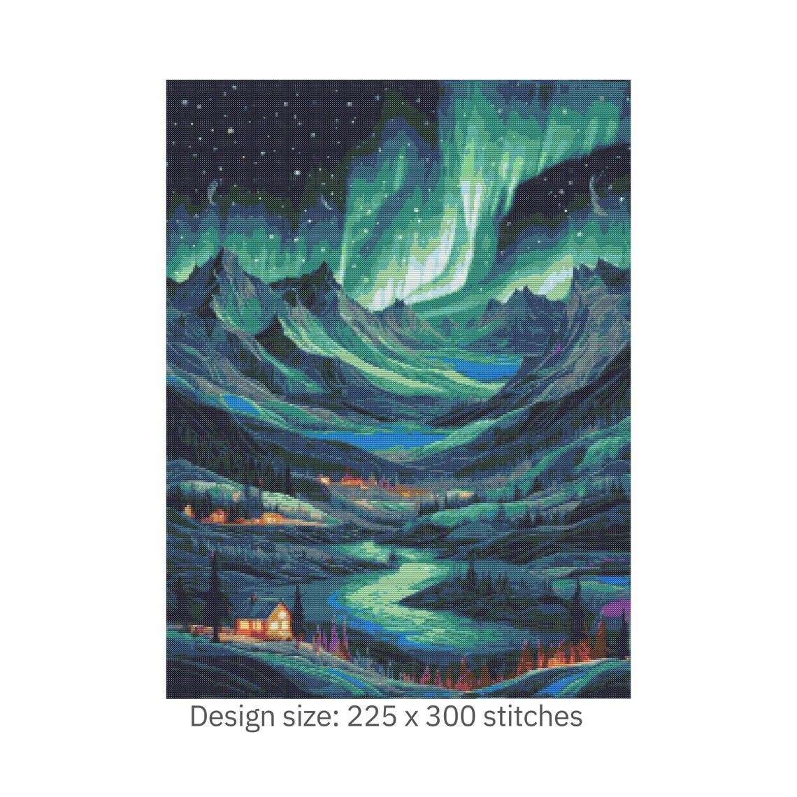 Northern Lights Cross Stitch Pattern, Aurora Borealis Cross Stitch ...