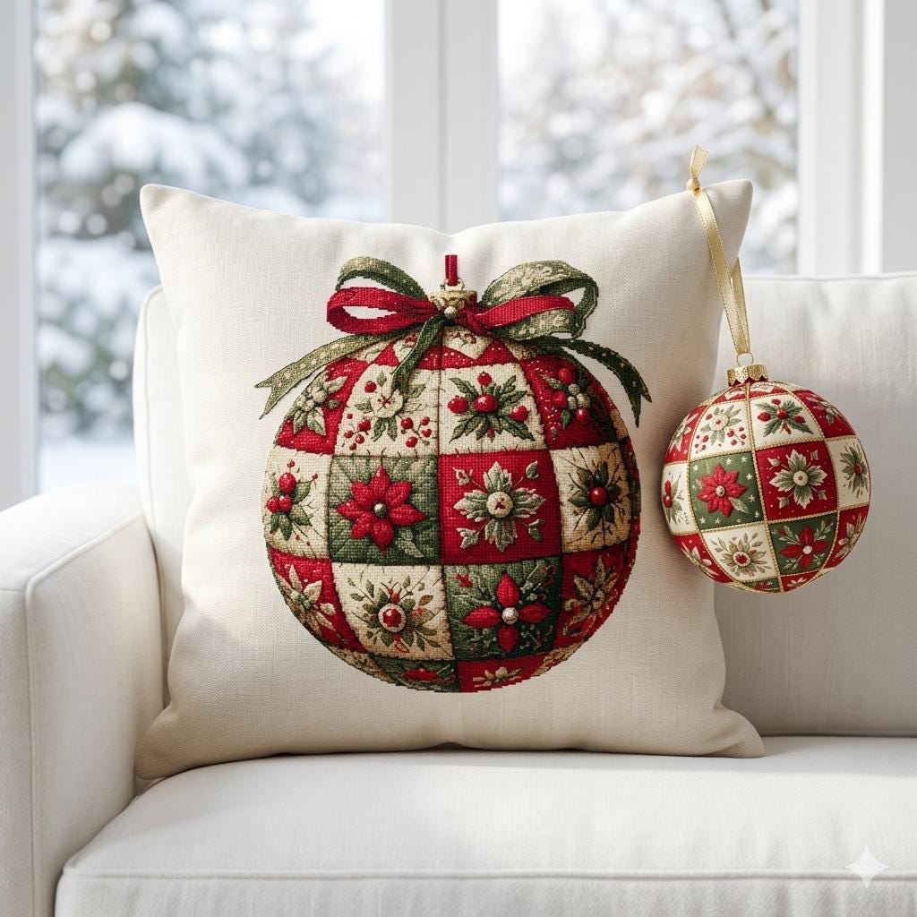 Christmas Bauble Cross Stitch Pattern – Floral Patchwork Ornament PDF ...