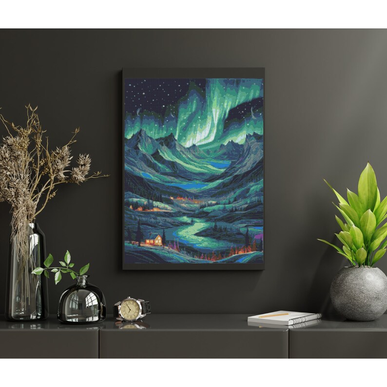 Northern Lights Cross Stitch Pattern – Aurora Borealis Night Sky PDF ...