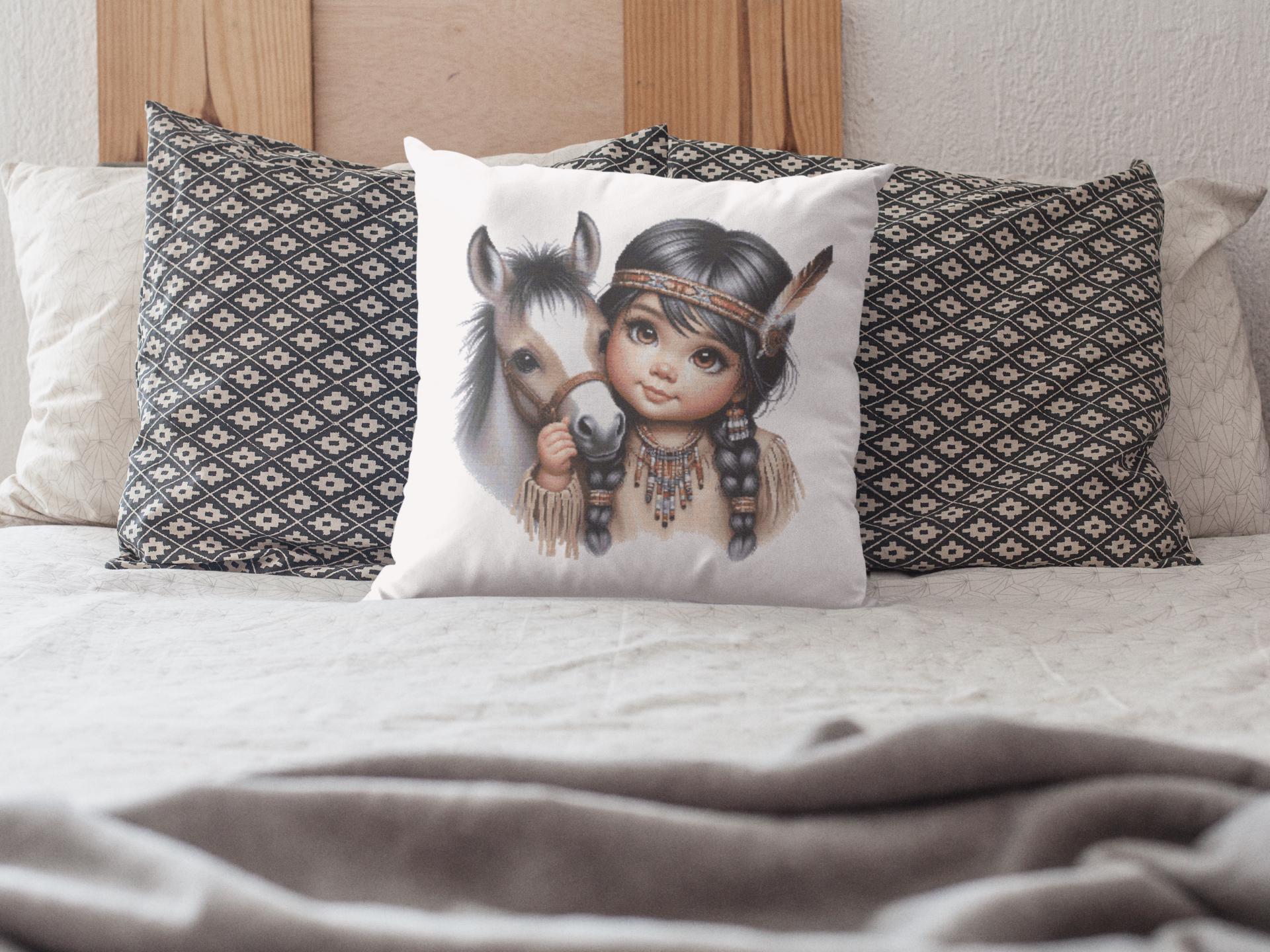 Horse Cross Stitch Pattern – Native American Girl Wild Mustang PDF 300× ...