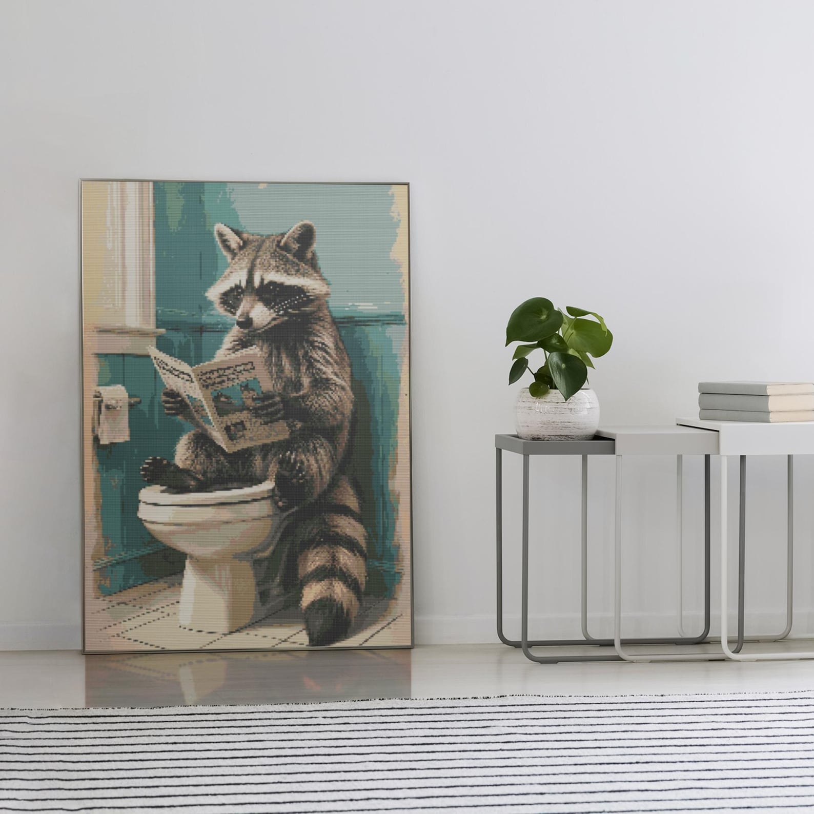 Funny Cross Stitch Pattern – Raccoon on Toilet PDF 200×300 Stitches ...