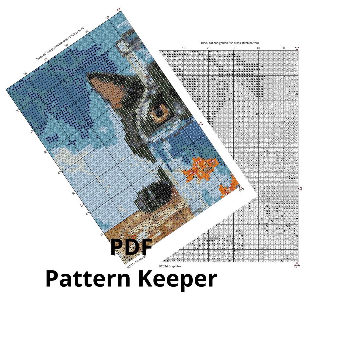 Black Cat & Golden Fish Cross Stitch Pattern (digital Download) - Etsy