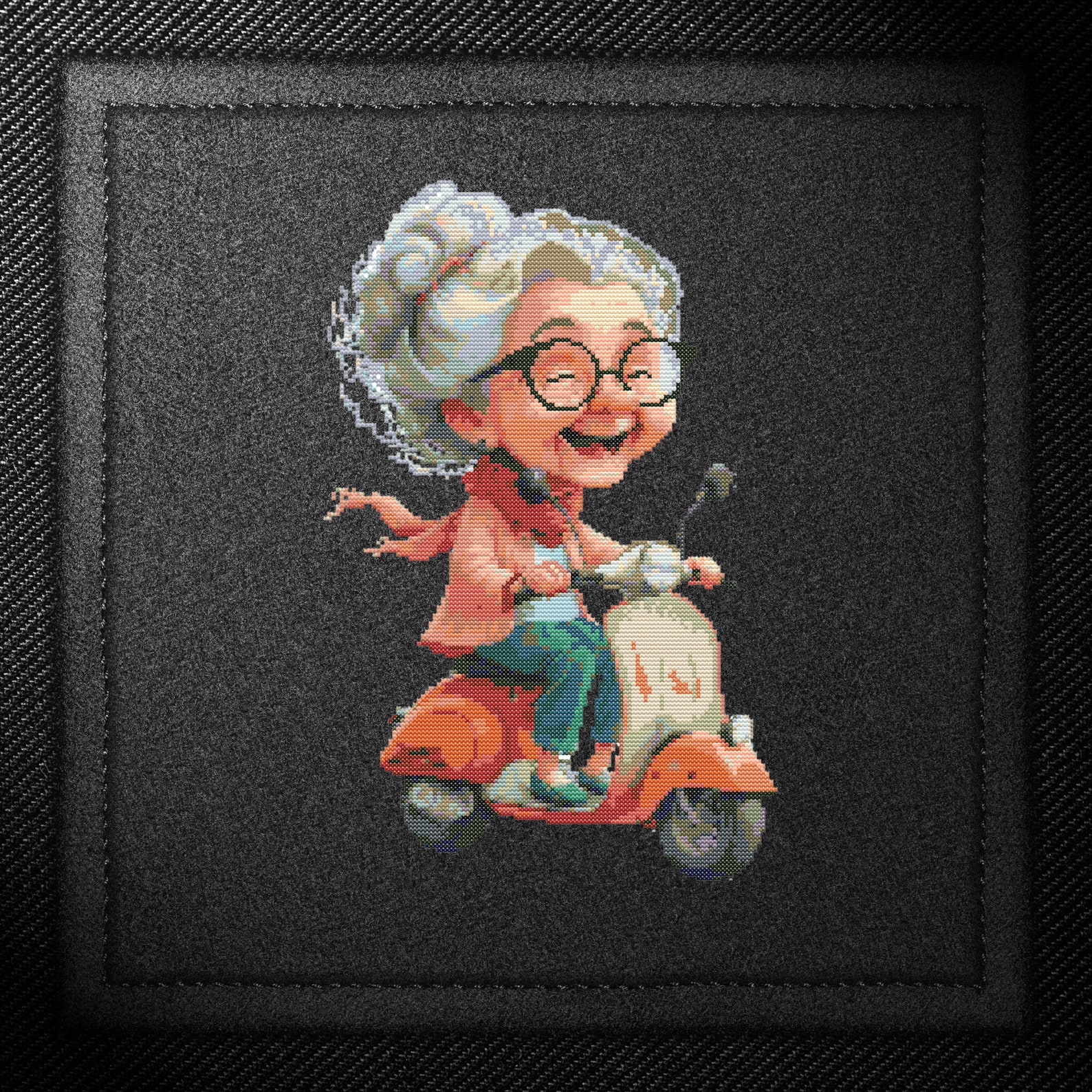 Charming Granny Scooter Cross Stitch PDF - Happy Grandma Pattern - Easy ...