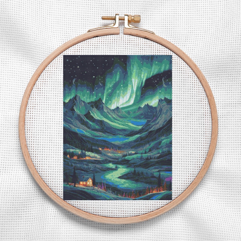 Northern Lights Cross Stitch Pattern, Aurora Borealis Cross Stitch ...