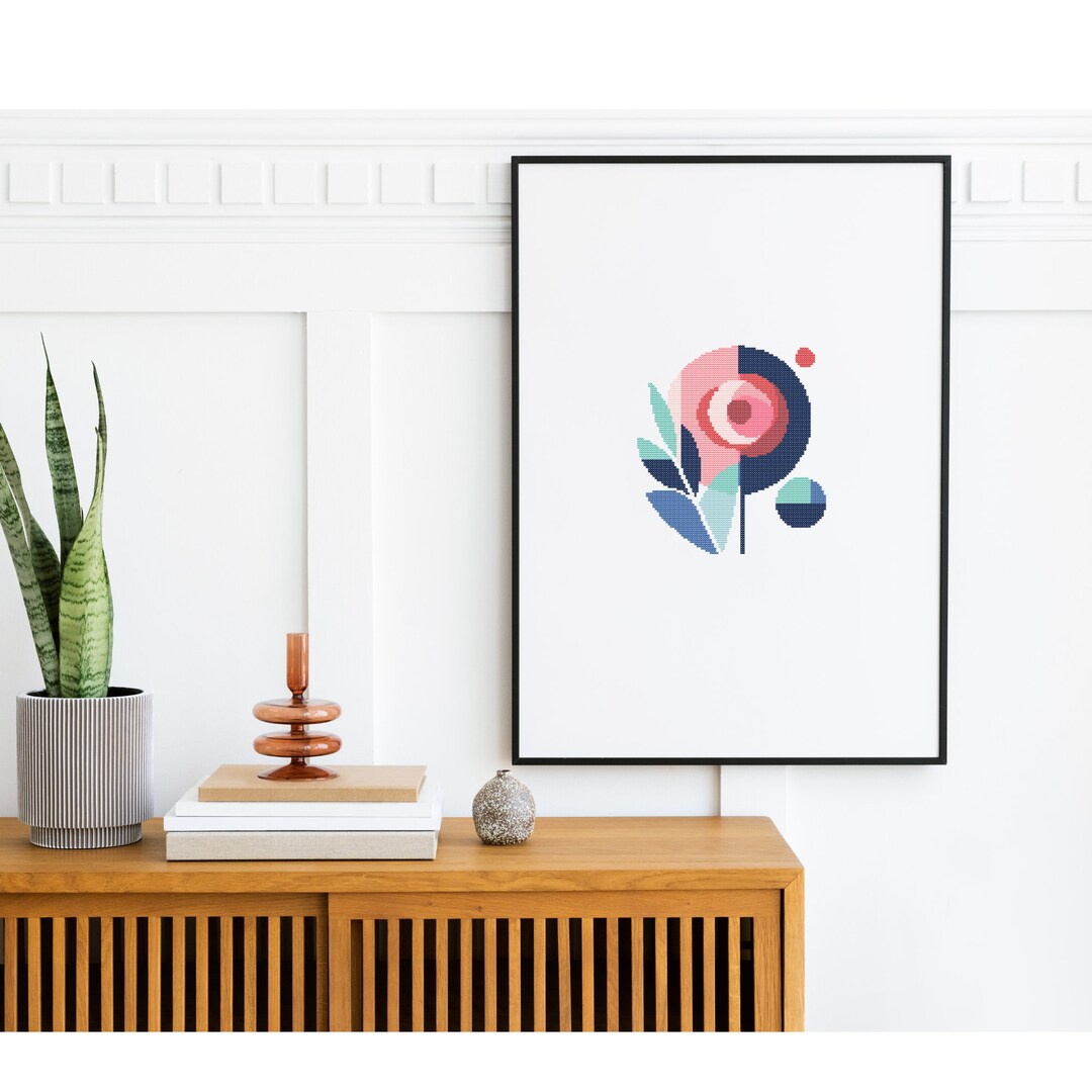 Scandinavian Minimalistic Rose Cross Stitch Pattern, Rose Embroidery ...
