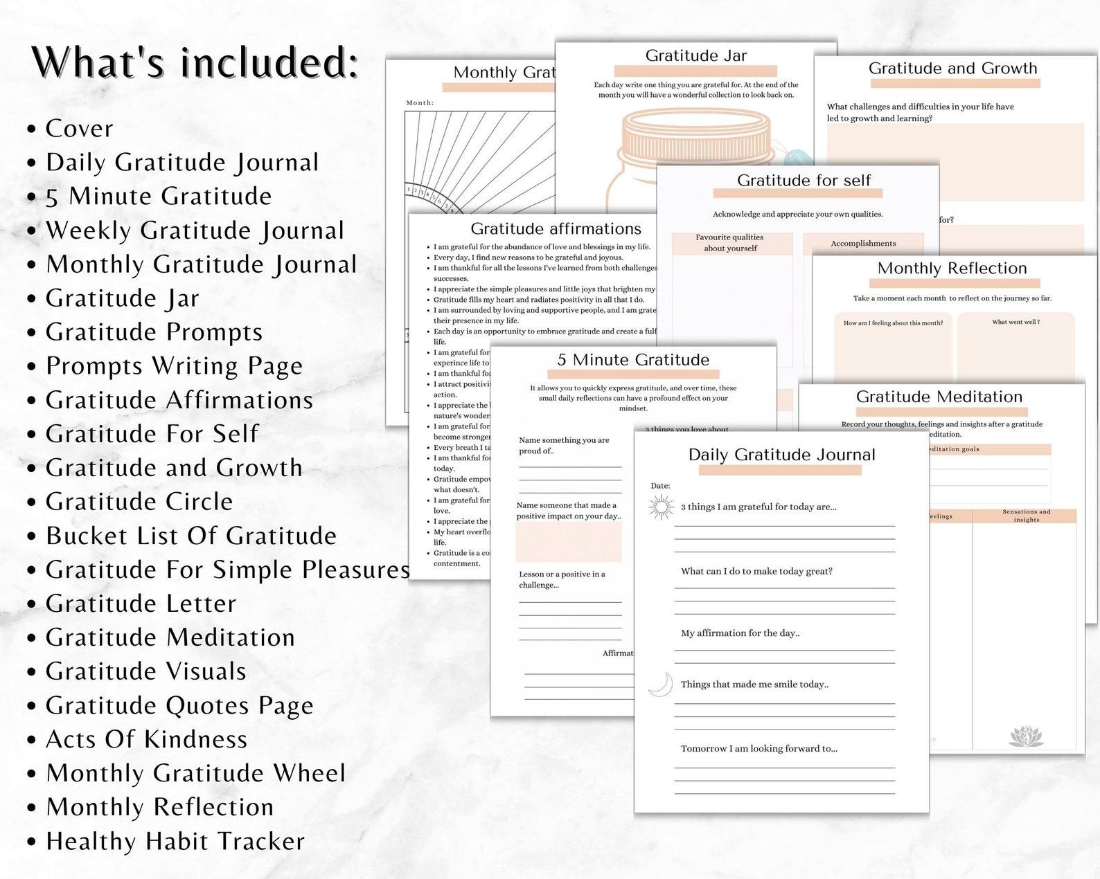 Printable Gratitude Journal Bundle, Digital Gratitude Journal Templates ...