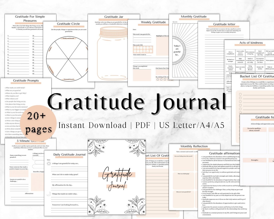 Printable Gratitude Journal Bundle, Digital Gratitude Journal Templates ...