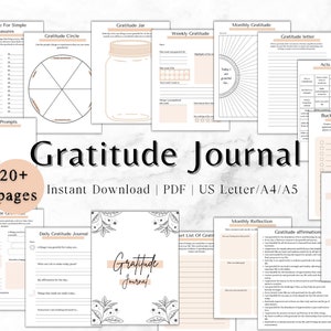 Printable Gratitude Journal Bundle, Digital Gratitude Journal Templates ...
