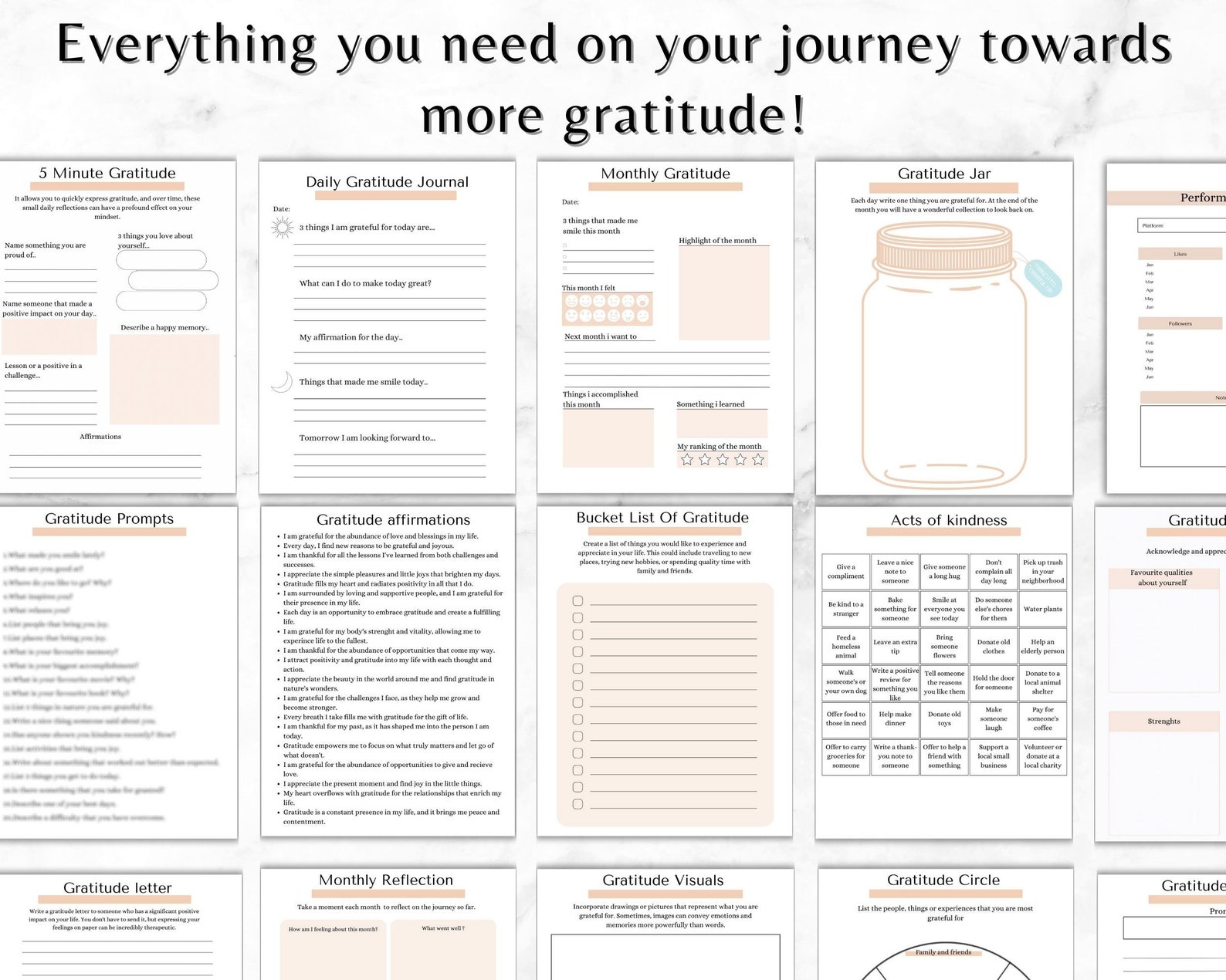 Printable Gratitude Journal Bundle, Digital Gratitude Journal Templates ...