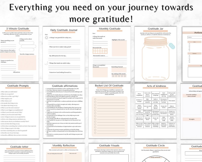 Printable Gratitude Journal Bundle, Digital Gratitude Journal Templates ...