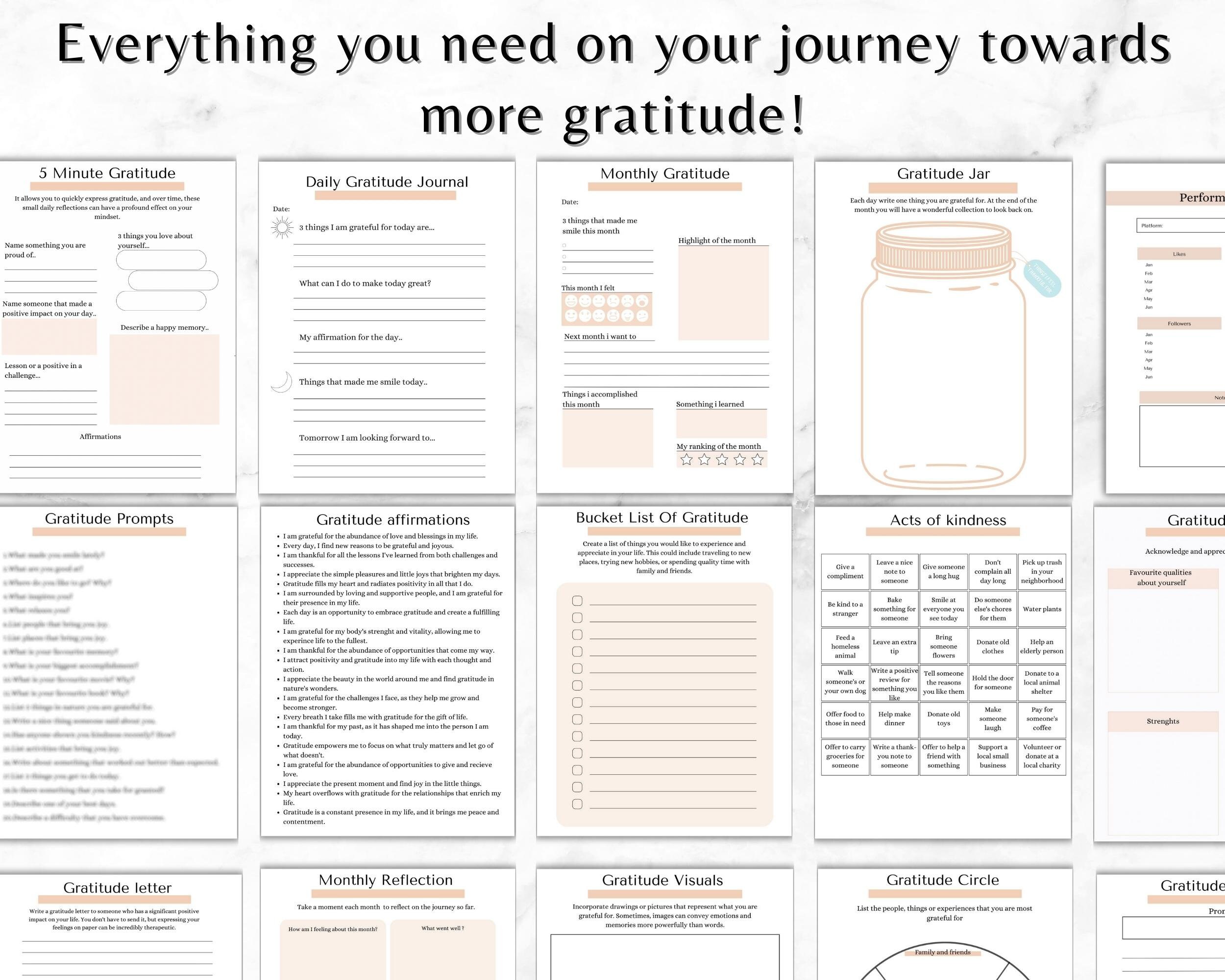 Printable Gratitude Journal Bundle, Digital Gratitude Journal Templates ...
