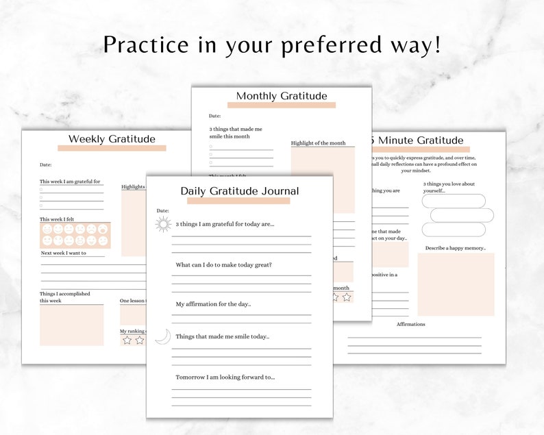 Printable Gratitude Journal Bundle, Digital Gratitude Journal Templates ...